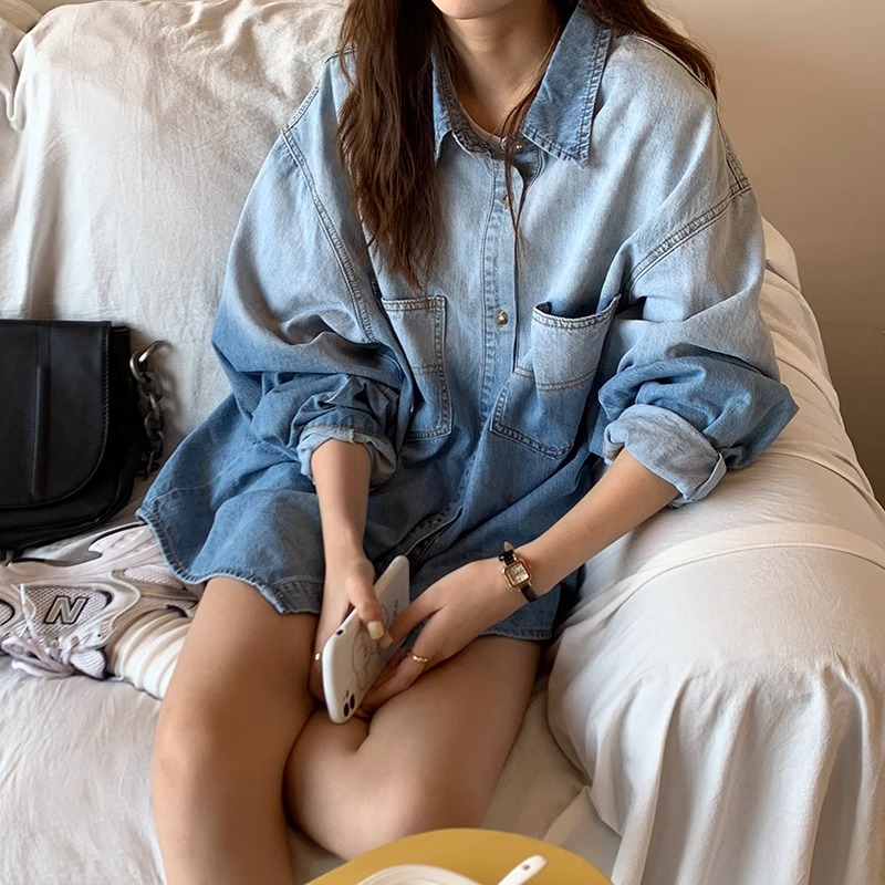 PF59#新款大码女装宽松大版复古撞色牛仔衬衣外套S-5XL200斤_薄外套、小西装_女装批发-秋冬款_女装批发|台灣服飾批發|马来西亚服饰 ...